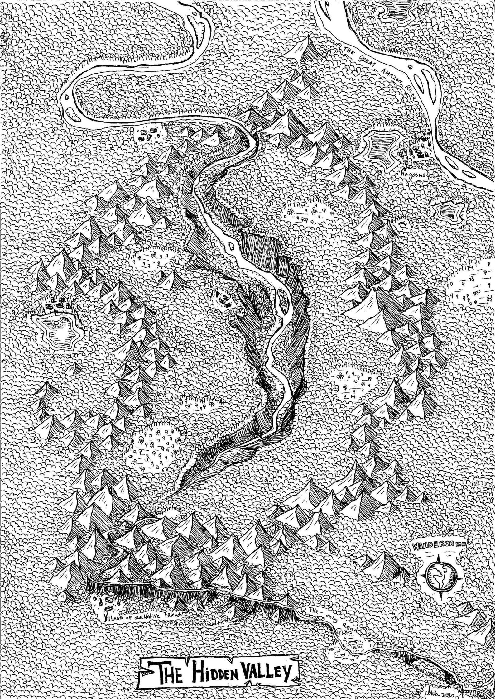 Fantasy Map Hidden Valley Map Art Print Carthography | Etsy