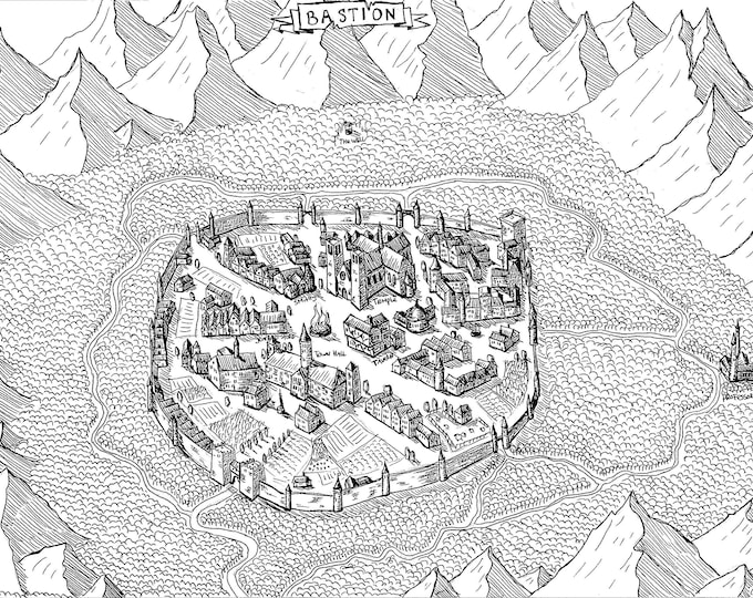 Mapa Narnii, Mapa fantasy, Wydruk artystyczny, Lew, czarownica i stara ...