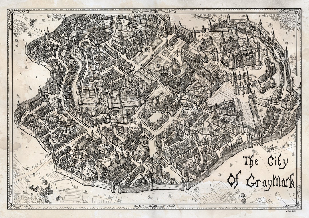 The City of Graymark, Fantasy Map, Dungeons & Dragons Map, Fantasy Map ...