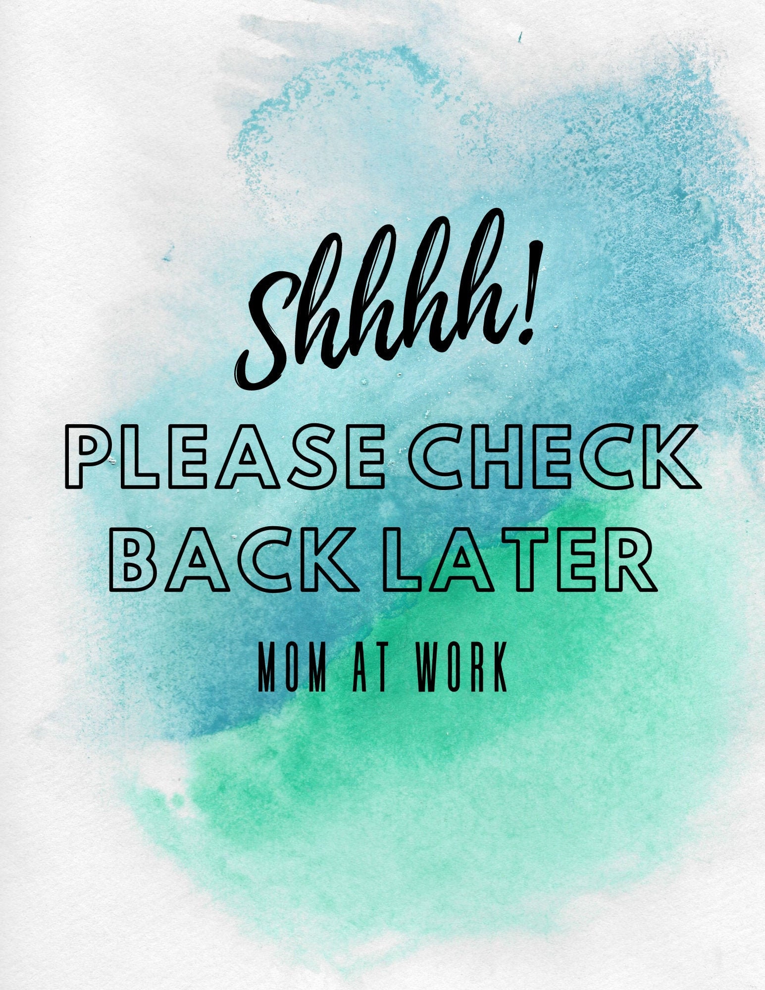 Pumping Door Sign Printable - 2 Pack - Blue and Green Watercolor Design ...