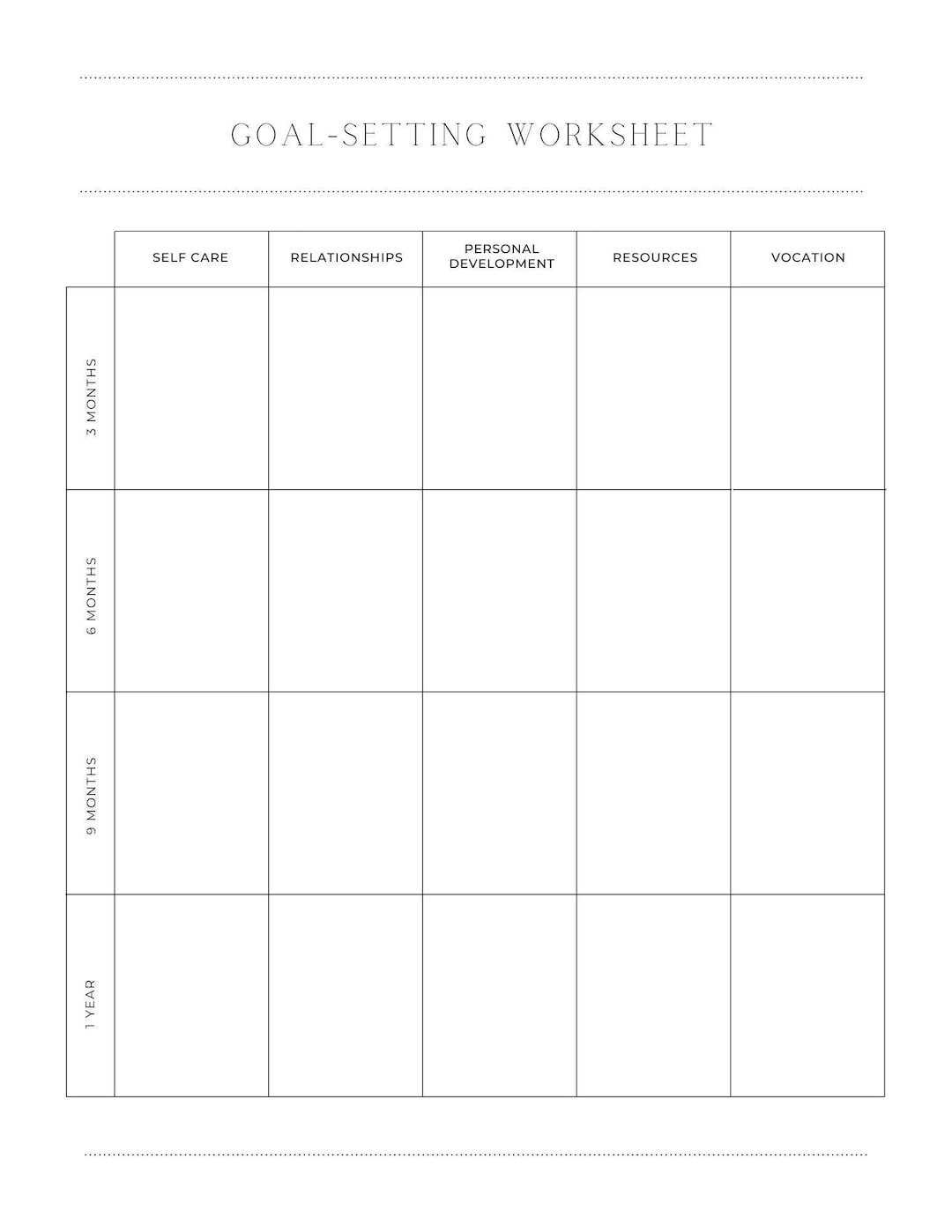 Goal Setting Worksheet, 8.5 X 11 Inches, Vertical Printable Planning ...
