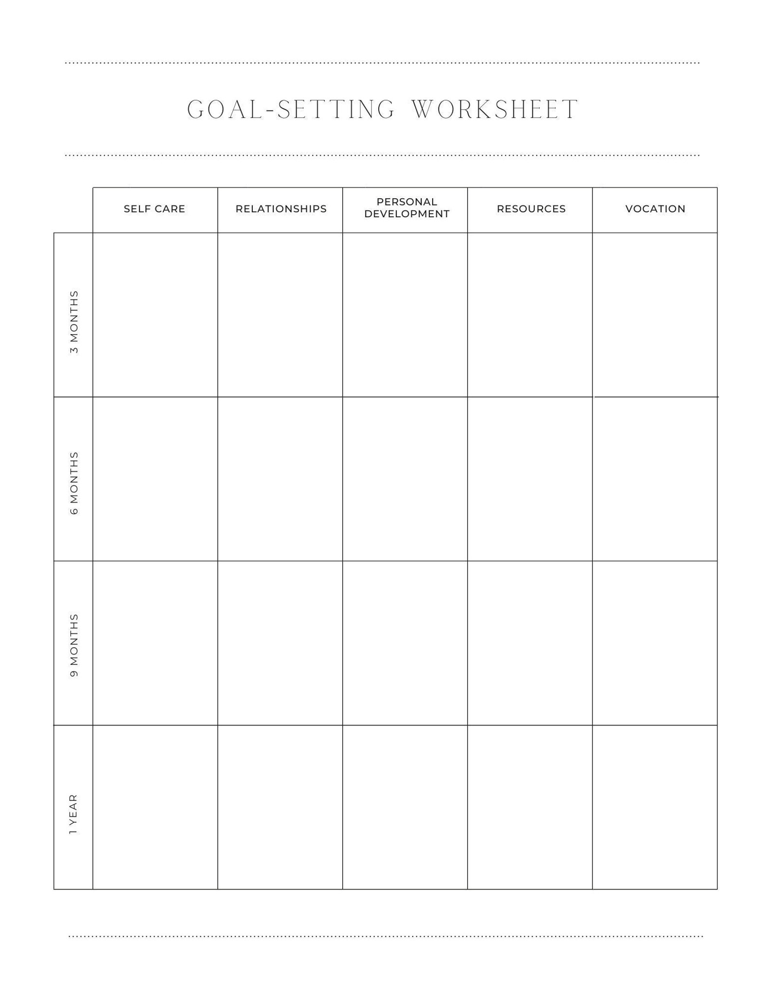 Goal Setting Worksheet, 8.5 X 11 Inches, Vertical Printable Planning ...