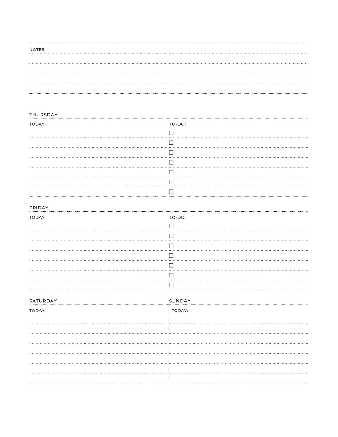 Daily-weekly-monthly Planning Page, 8.5 X 11 Inches, 5 Vertical ...