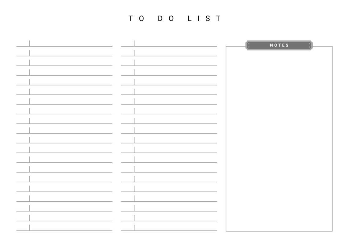 Black and White Simple to Do List Planner, 11 X 8.5 Inches, Horizontal ...