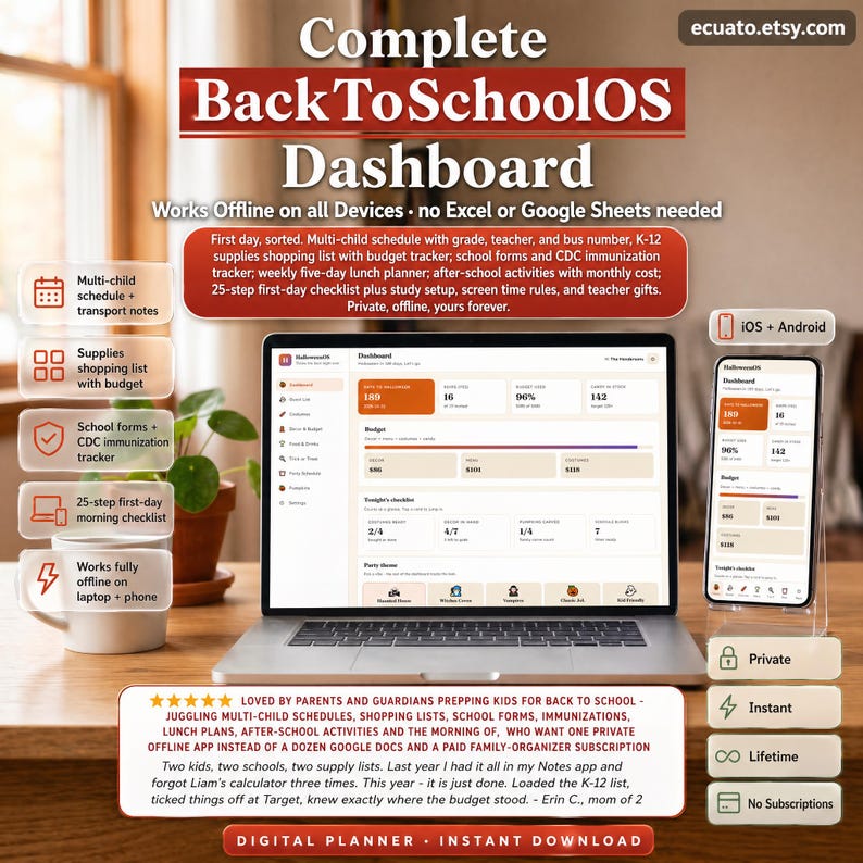 Multi-child Back to School Planner – Schedule, Supplies, Budget Tracker ...
