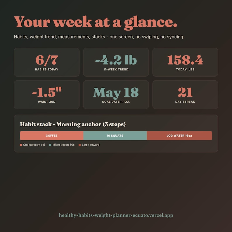 Habit Tracker Planner – Weight Loss, Body Measurements, Offline App - Etsy