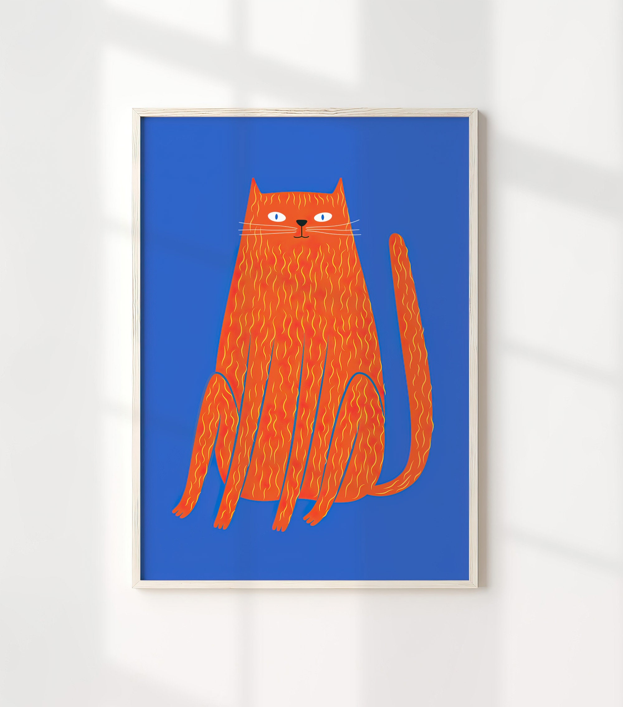 Niedliche Katze Print, Katze Illustration, Buntes Wohndekor, Trendy Art ...