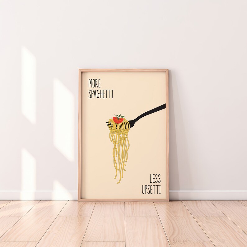 Pasta Spaghetti Food Kitchen Print, Neutral Kitchen Art, More Spaghetti ...