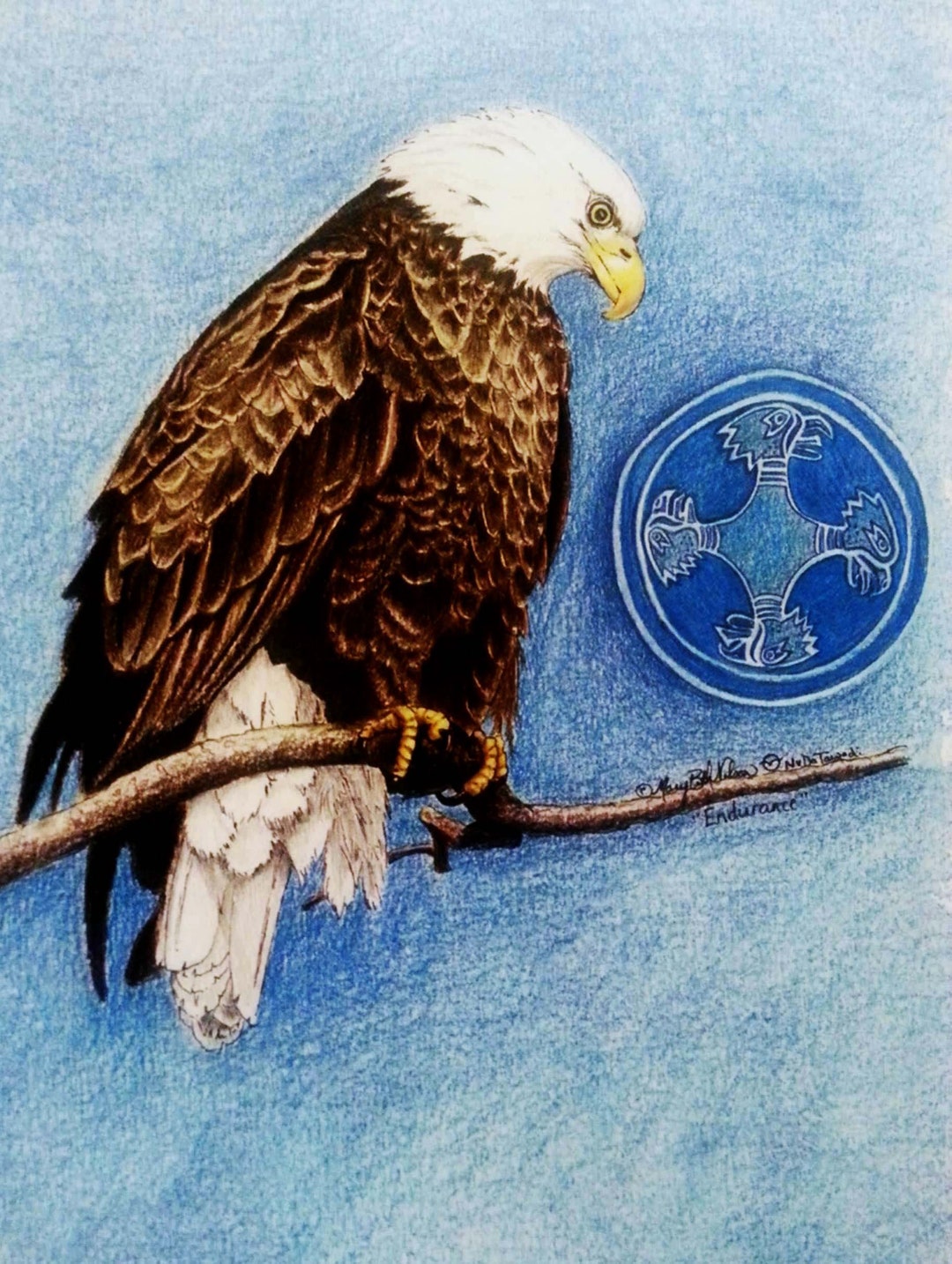 Ceramic Tile, Endurance, Bald Eagle on a Branch Art With Southeast ...