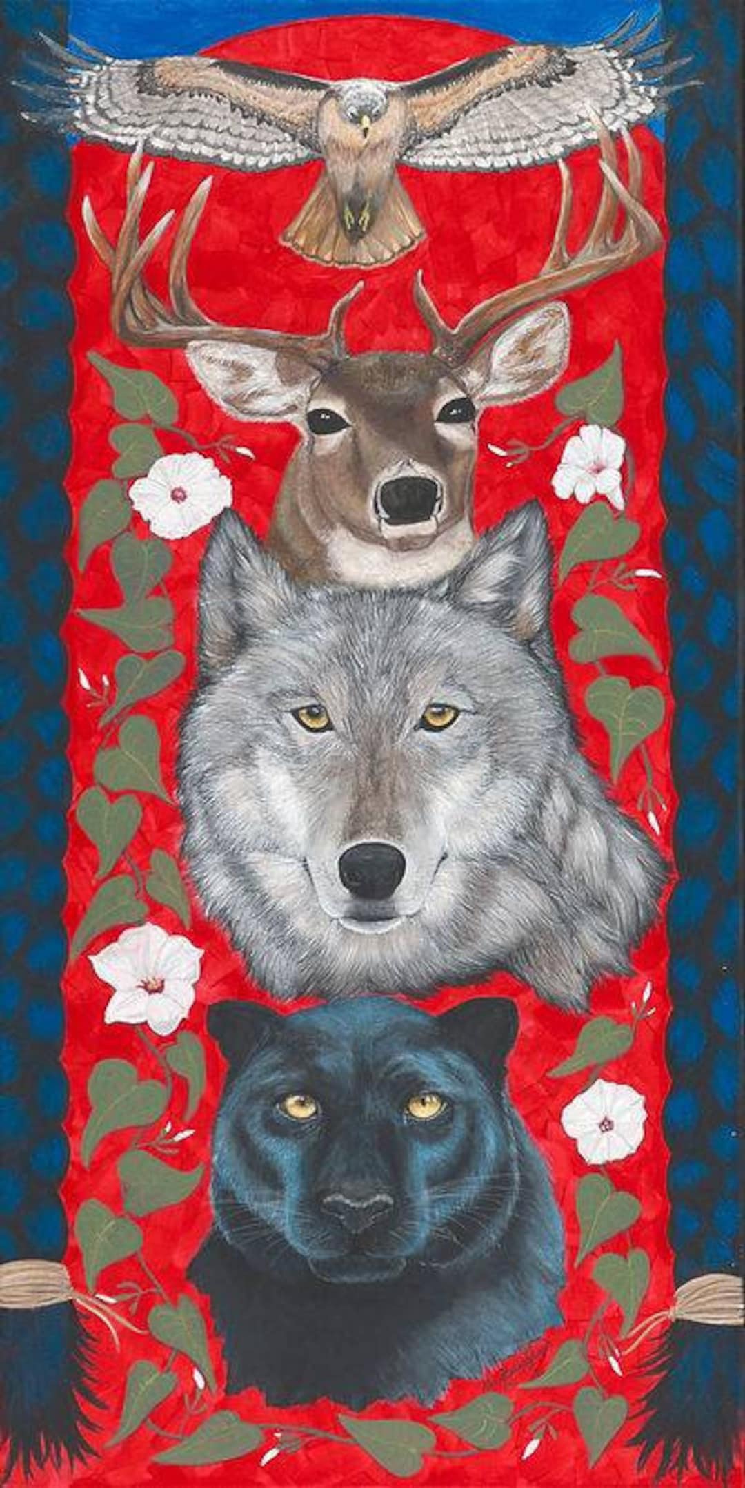 Cherokee Seven Clan Print, the Magnificent Seven, Bird, Deer, Wolf ...