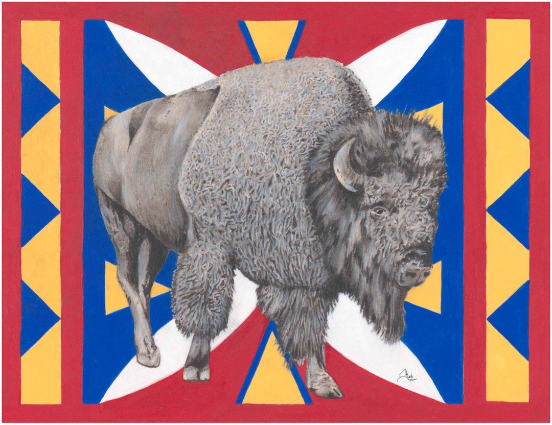Bison Ceramic Tile, Parfleche Design, Native American Art - Etsy