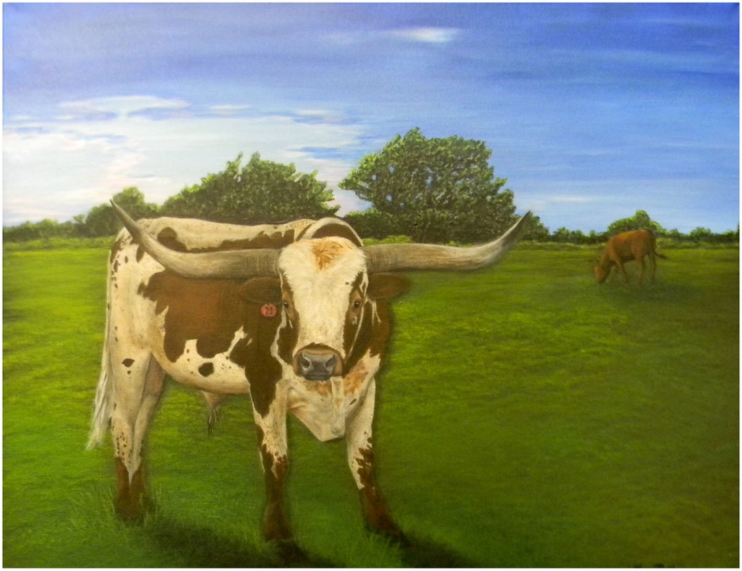 Ceramic Tile, Longhorn Bull Art, Image Sublimated on a Decorative ...
