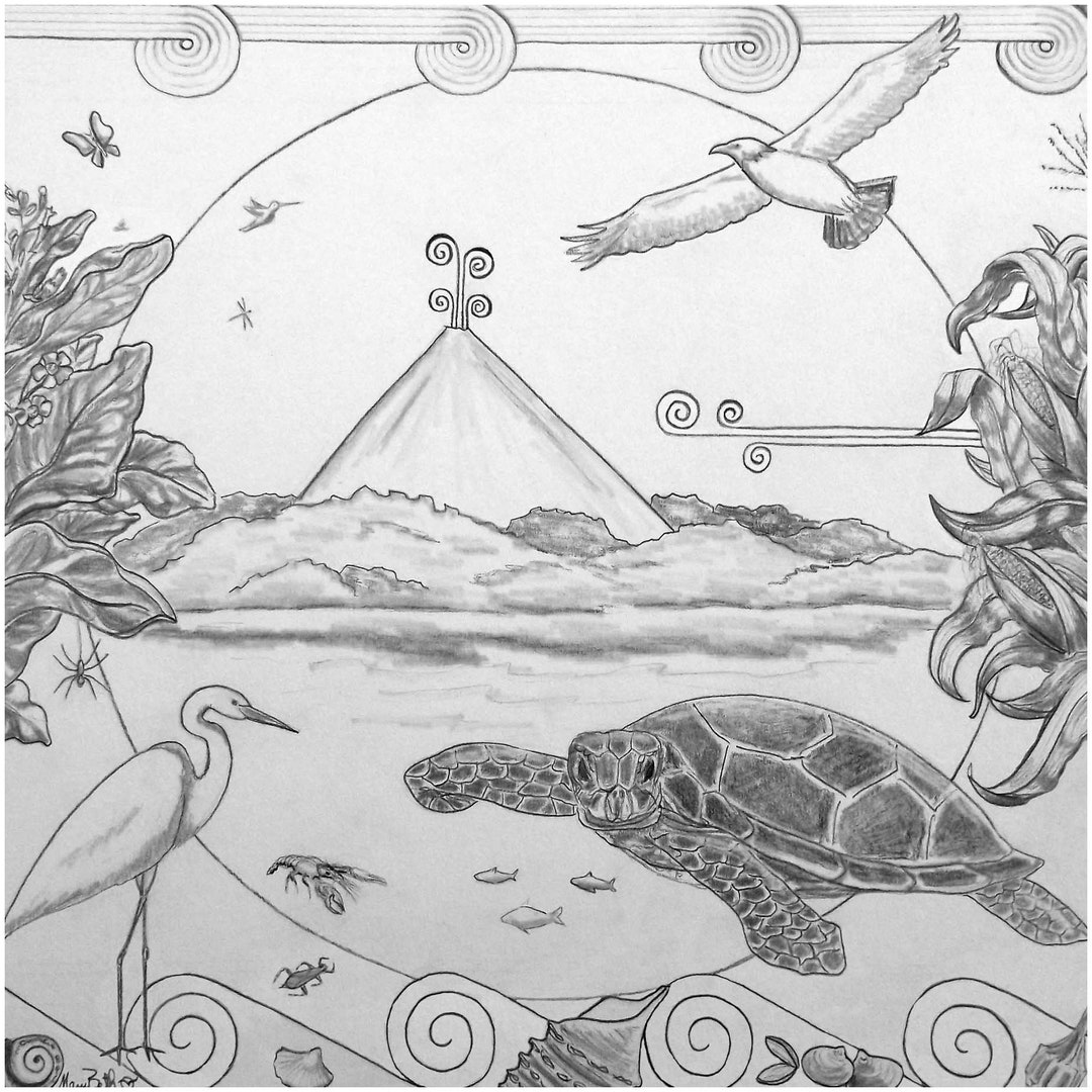 Ceramic Tile, Our Origins, Island, Seaturtle, Egret, Tropical Scene ...