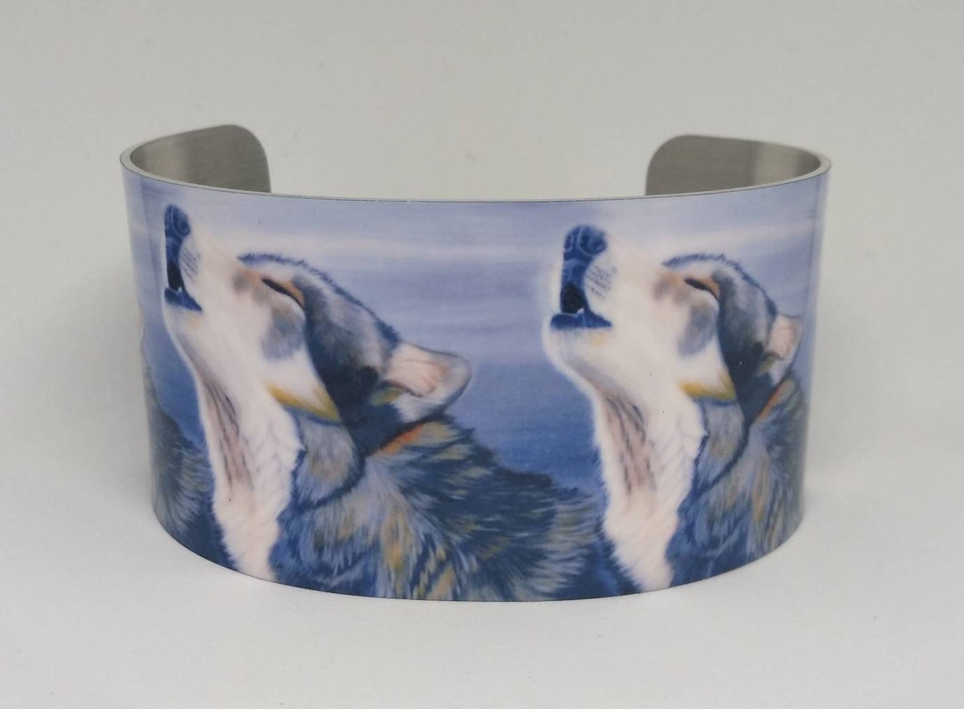 Cuff Bracelet, Waya's Song, Howling Wolf, Native American Wolf ...