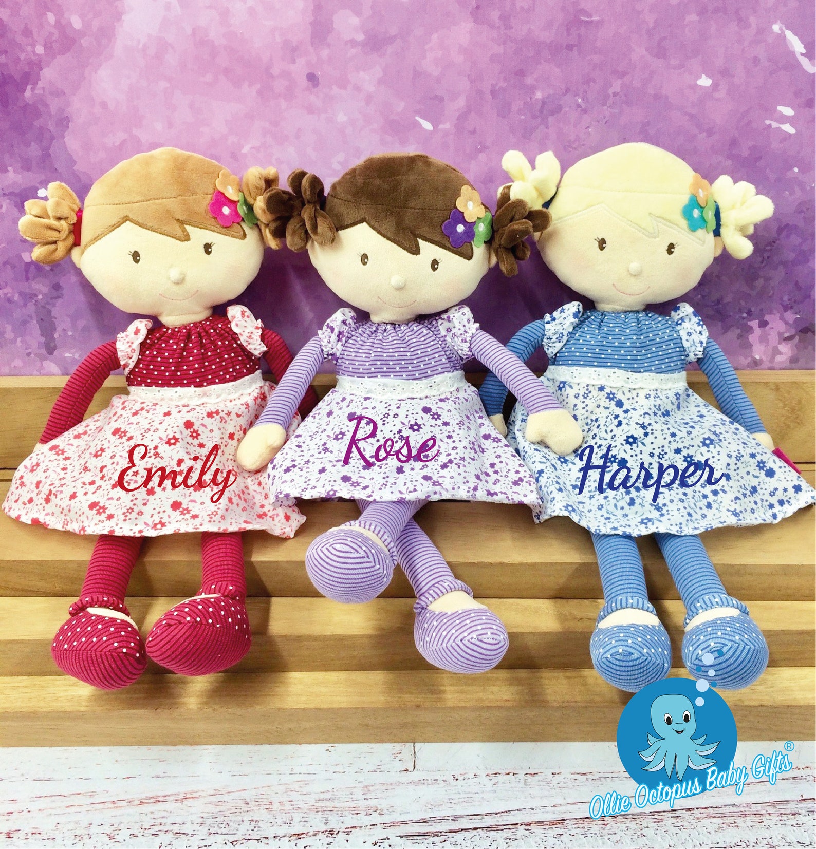 Personalised Embroidered Girl Rag Doll ONLY BLUE REMAINING - Etsy