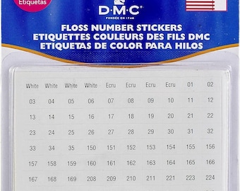 DMC Floss Number Stickers Pkg of 630 Stickers Cross Stitch Needlework ...