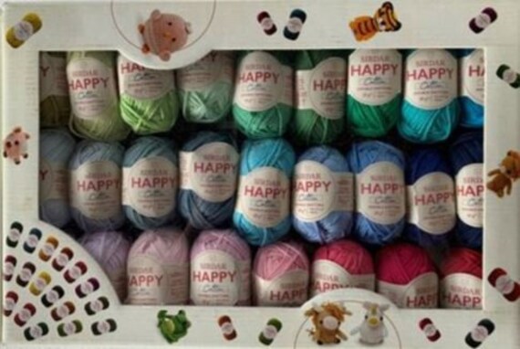 50 Happy Cotton Colours in a Happy Box Sirdar Happy Cotton DK Happy Box ...