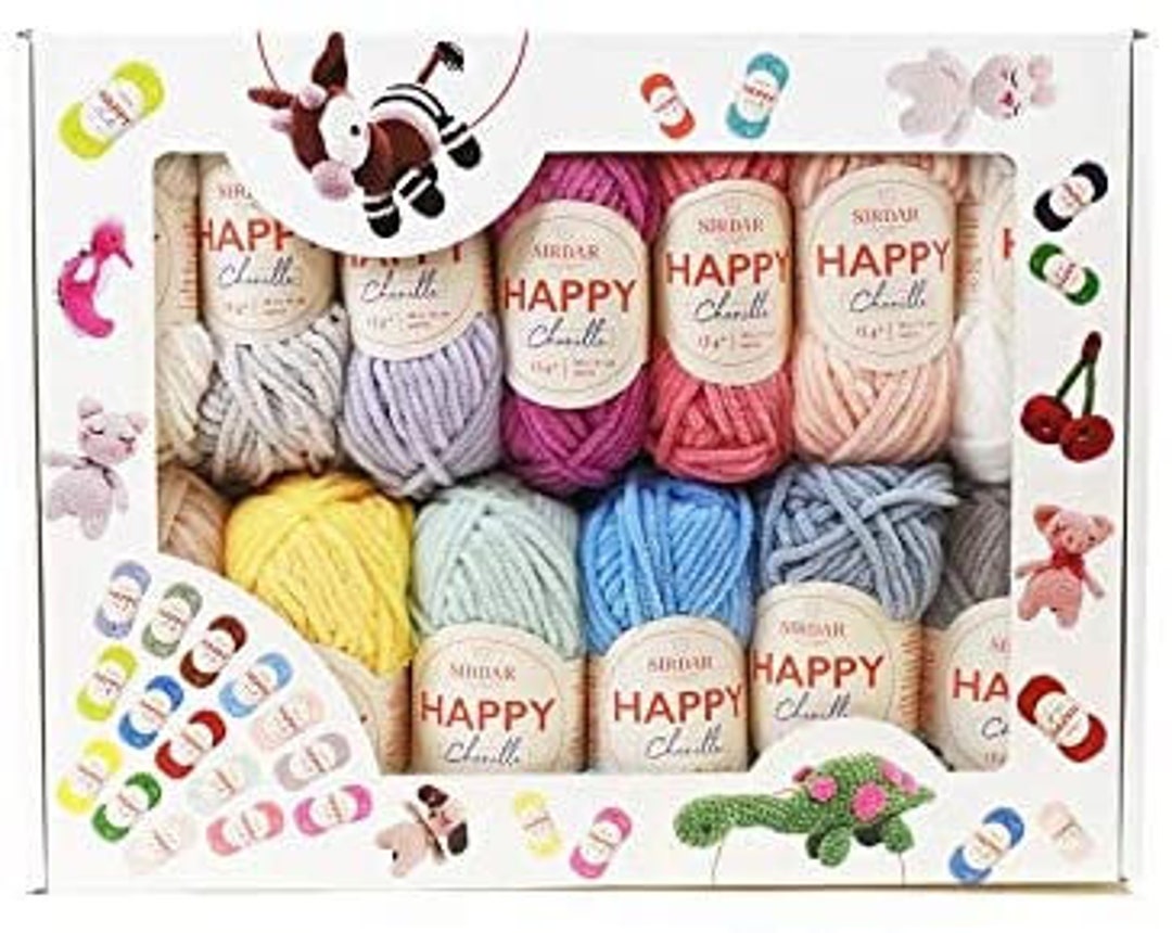 Sirdar Happy Chenille Happy Box - 25 Happy Chenille Colours in a Happy ...