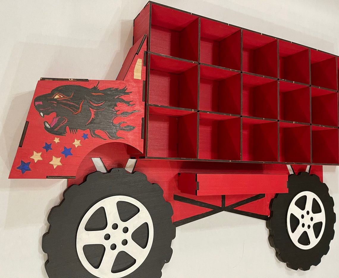 Monster truck wooden storage with personalized name | Etsy