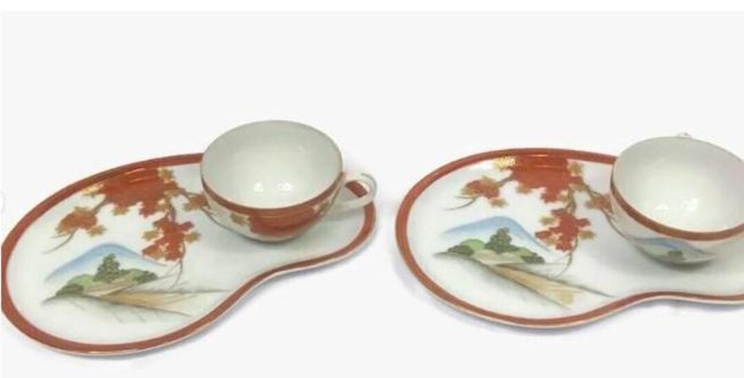 4 PC Vintage Arita Ware Japan Hand Painted China Tea & Cookie Saucers ...