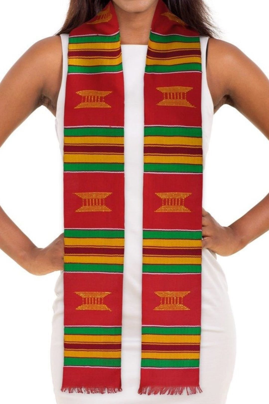 Red Authentic Kente Cloth Graduation Stole Sash Kinte Stoll - Etsy