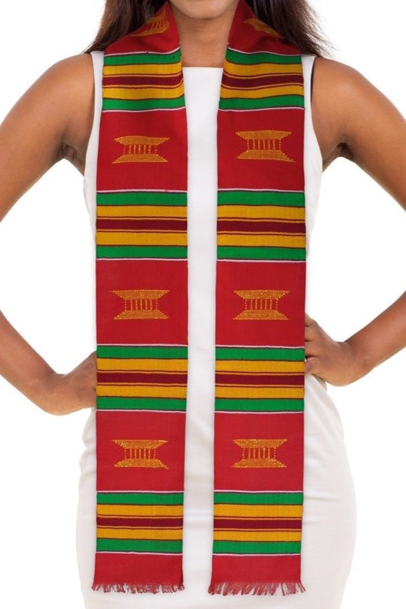 Red Authentic Kente Cloth Graduation Stole Sash Kinte Stoll - Etsy