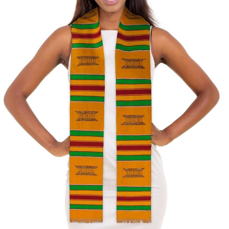 Yellow Authentic Kente Cloth Graduation Stole Sash Kinte Stoll | Etsy