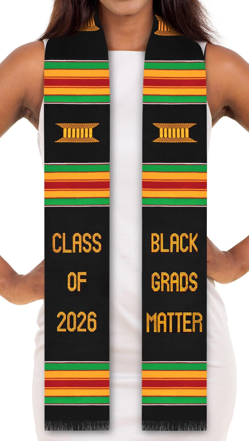 Black Grads Matter Class of 2026 Authentic Kente Stole Cloth Graduation ...