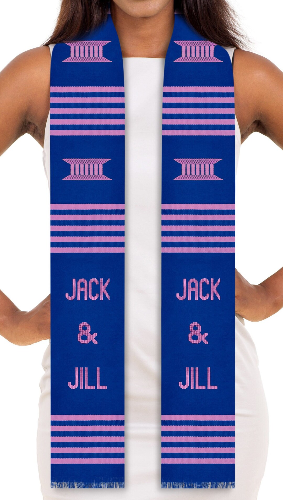 Jack & Jill Authentic Handwoven Kente Cloth Graduation Stole Sash (blue ...