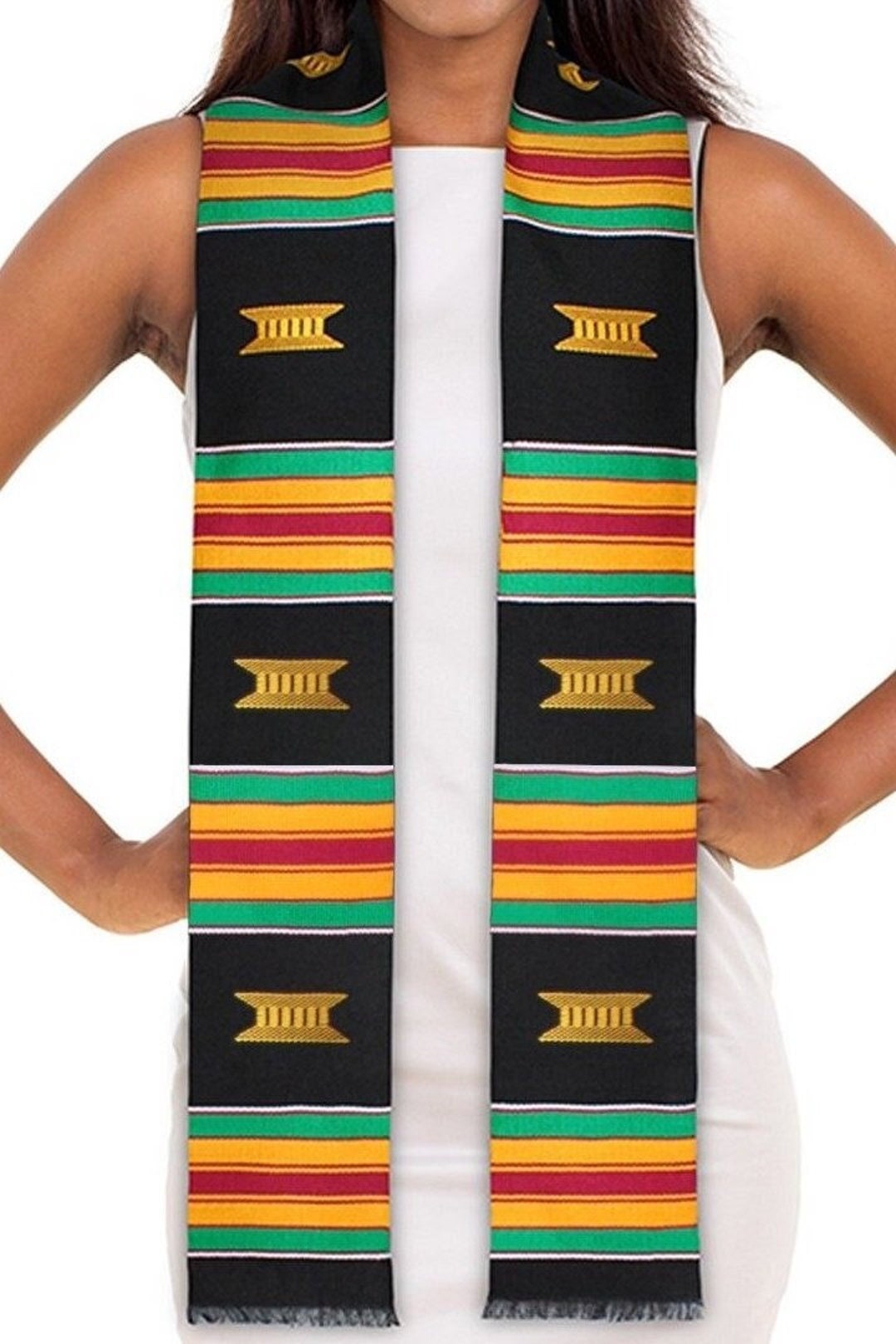 Black Authentic Handwoven Kente Cloth Graduation Stole Sash - Etsy