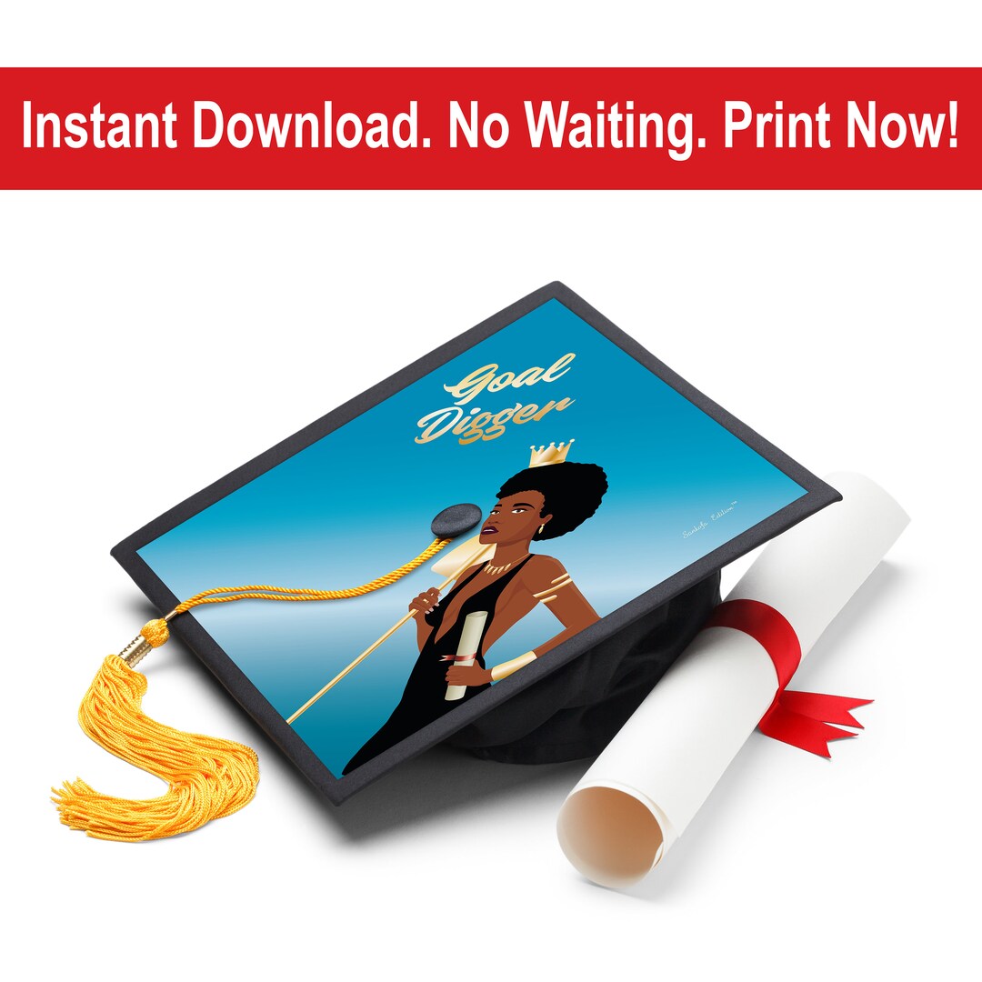 Goal Digger Printable Graduation Cap Mortarboard Design - Etsy