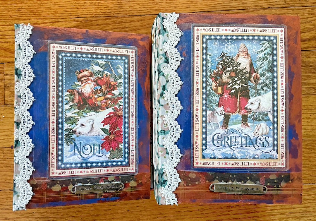 Hardcover Handmade Christmas Junk Journals - Scrapbook, Diary, Memory ...