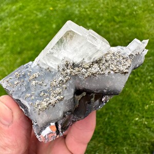 Rare Comb. Transparent Baryte, Blue Chalcedony, Marcasite and Galena ...