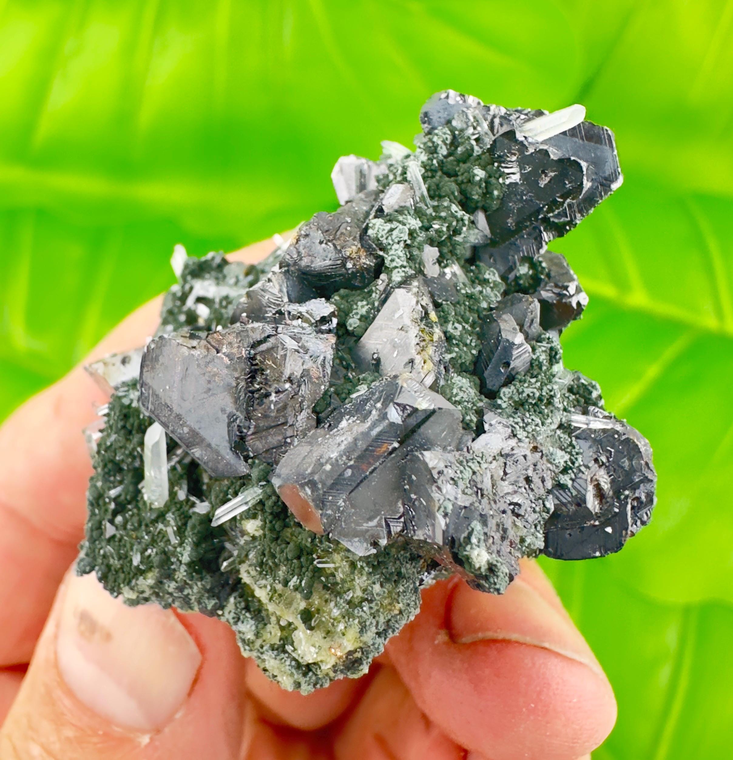 Tetrahedral Sphalerite and Balls Chlorite With Needle Quartz From ...