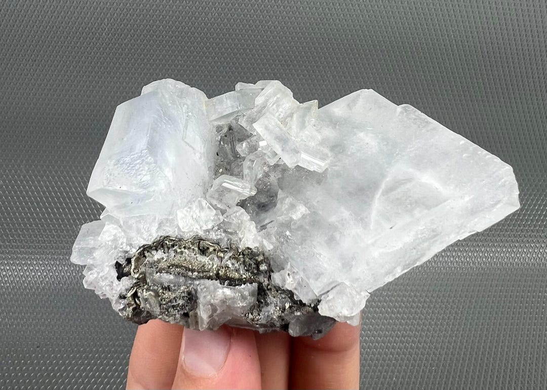 Transparent Blue Baryte With Pyrite From Bulgaria, Androu Mine ...