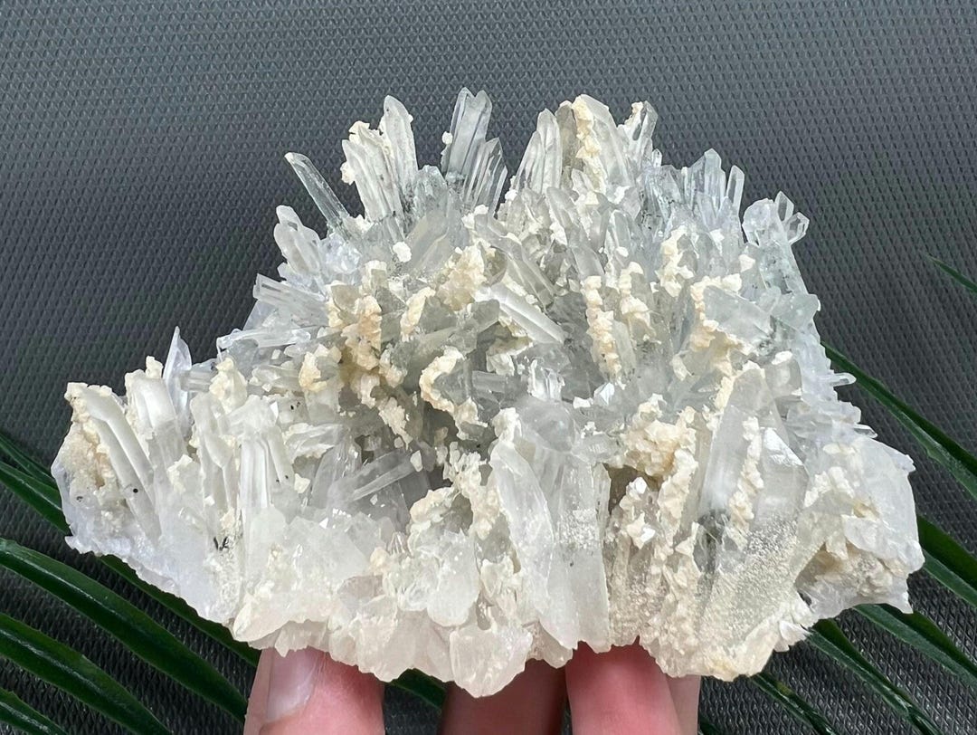 Aesthetic Green Quartz Covered With Calcite and Chlorite Inclusions ...