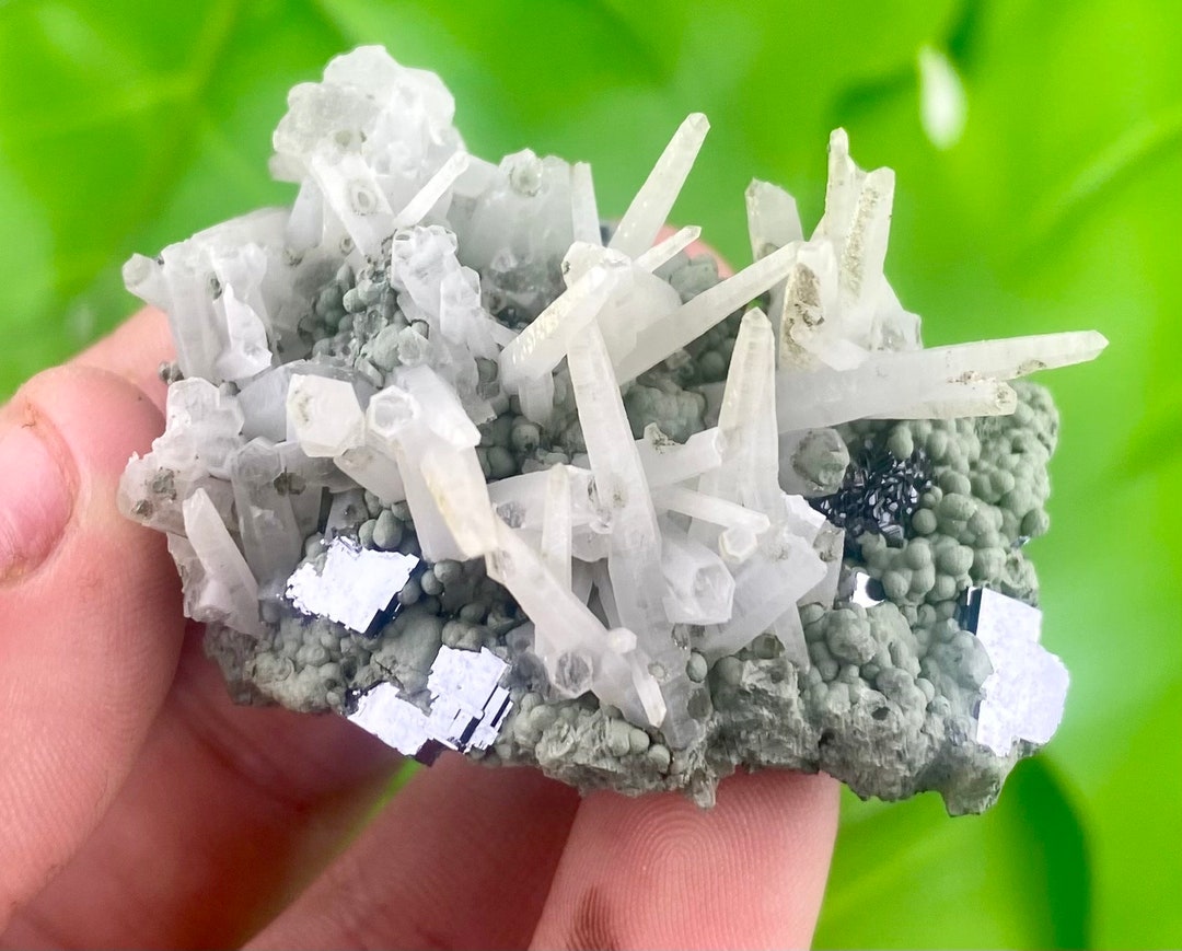 Needle Quartz With Mirror Galena and Green Chlorite From Krushev, Dol ...