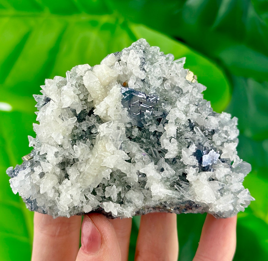 Unique Galena Spinel Twin With Gem Calcite on Quartz and Pyrite ...