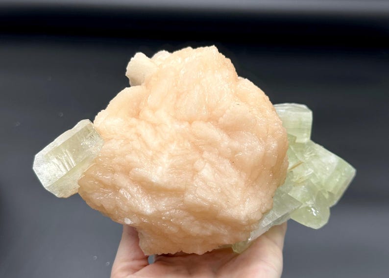 UNIQUE Flower Pink Stilbite With Gemmi Green Apophyllite From Rahuri ...