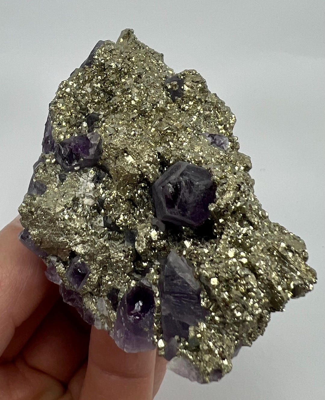 Lovely Amethyst With Shiny Pyrite From Chala Mine Chaskovo Bulgaria ...