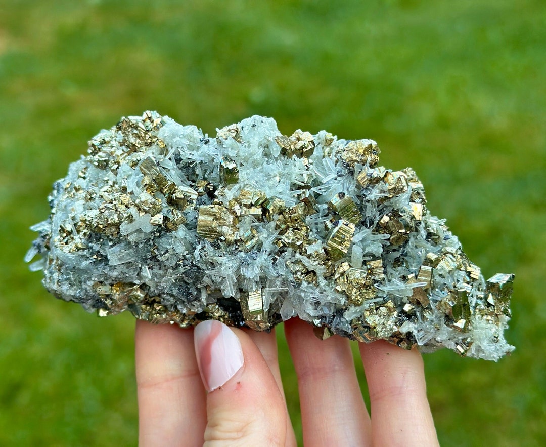 Amazing Pyrite With Needle Quartz From Borieva Mine, Madan, Bulgaria ...