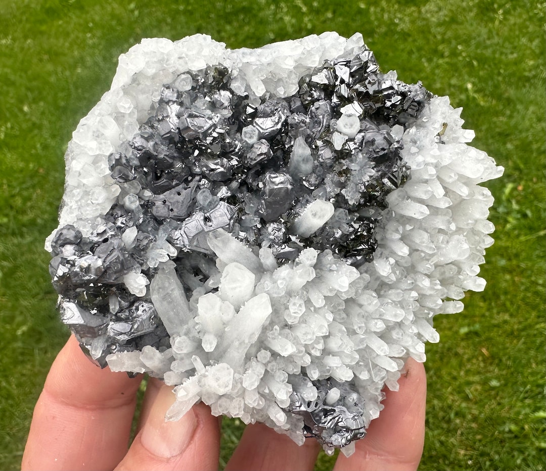 Gem Sphalerite Var Green Cleiophane and Galena on Quartz From Krushev ...