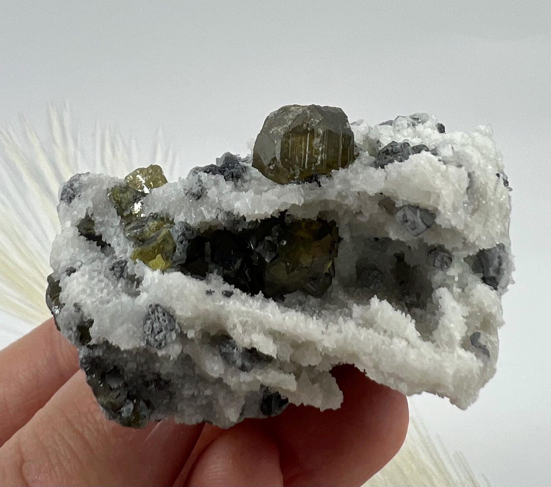 Gem Sphalerite Var. Yellow Green Cleiophane, Galena on Quartz From 9th ...