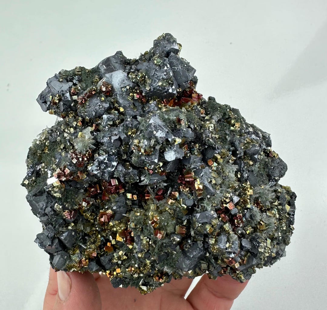 Pyrite Covered With Red Hematite, Galena, Quartz, Chlorite From ...