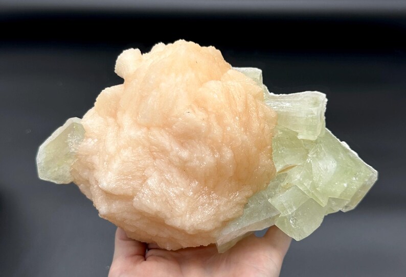 UNIQUE Flower Pink Stilbite With Gemmi Green Apophyllite From Rahuri ...