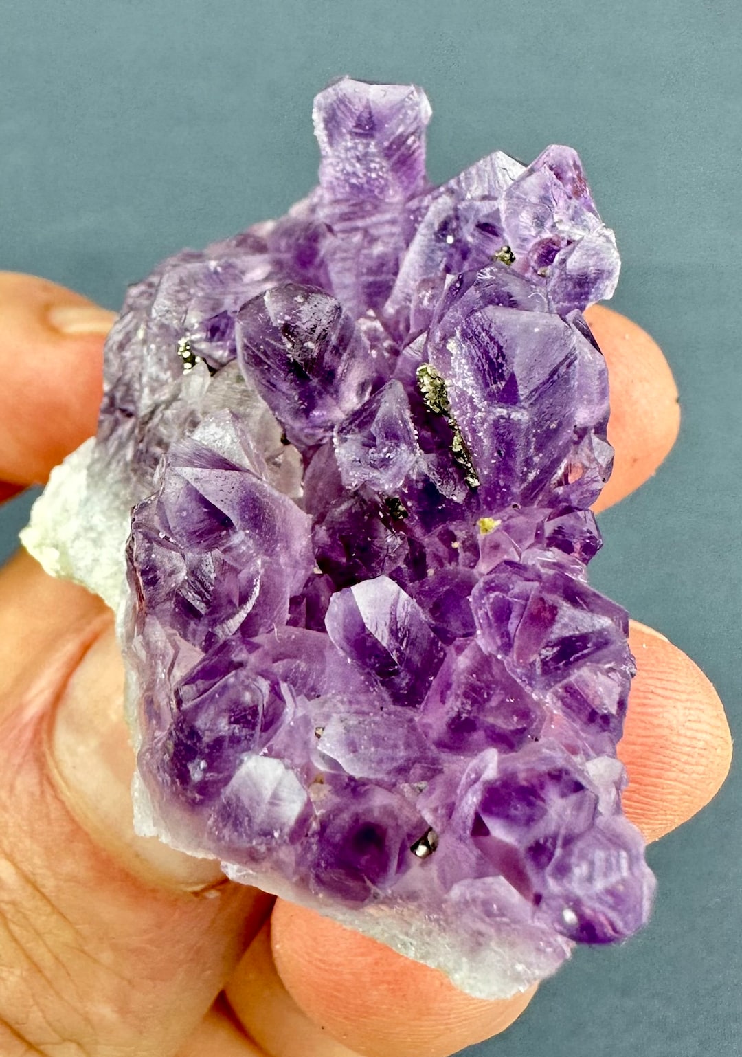 RARE! Amethyst Phantom Covered With Shiny Pyrite From Chala Mine ...