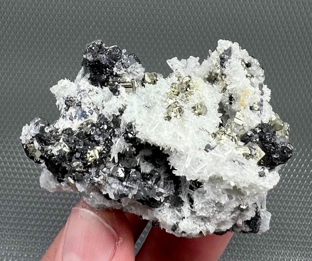 Lustrous Pyrite, Needle Quartz and Sphalerite From 9th September Mine ...