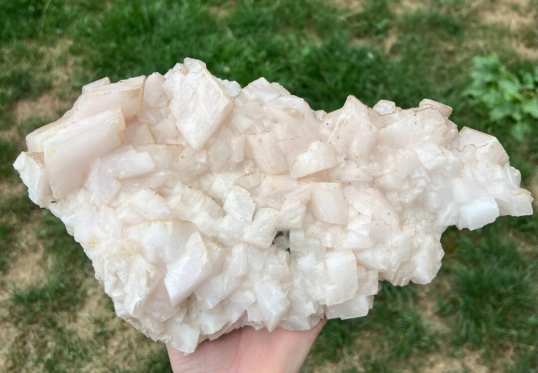 Museum Size Rhombohedral Fluorescent Mangano Calcite Cov. With Dolomite ...