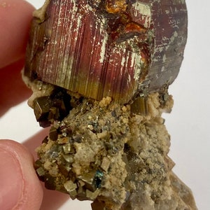 Pyrite Covered With Hematite on Calcite From Krushev Dol Mine, Madan ...