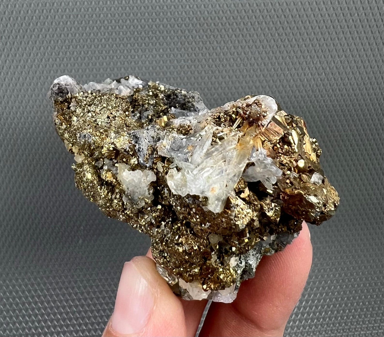 Aesthetic Oxidized Pyrite With Clear Quartz and Calcite From Borieva ...